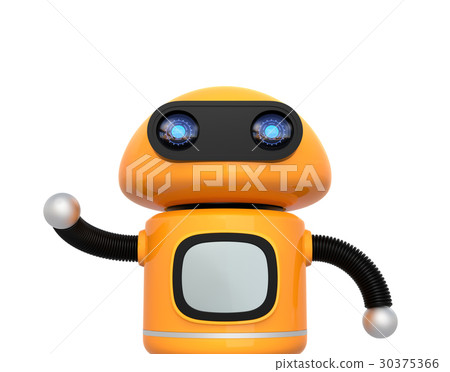 Orange robot waving hands. Image of upper body - Stock Illustration ...