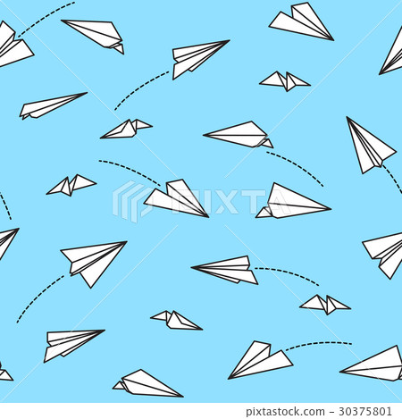 Paper Plane Seamless Pattern Background Vector - Stock Illustration ...