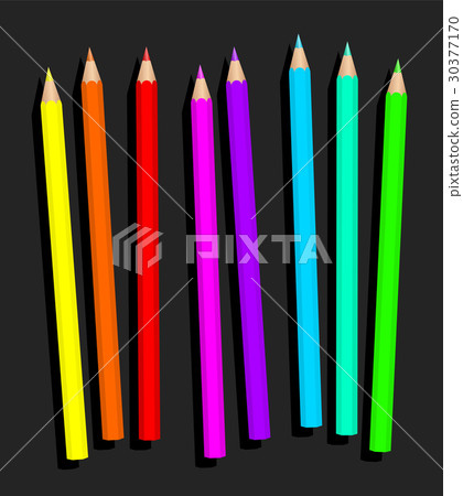 Neon Pencils Highlighter Crayons - Stock Illustration [30377170] - PIXTA