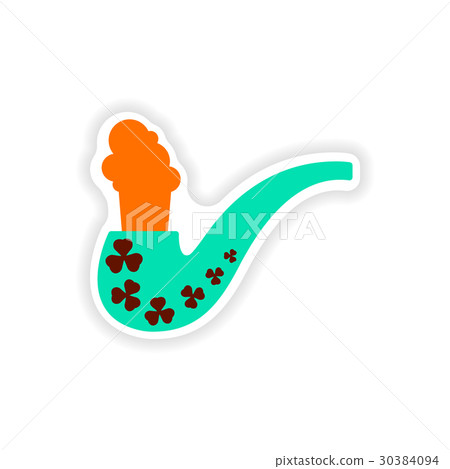 stylish paper sticker on white background smoking - Stock Illustration ...