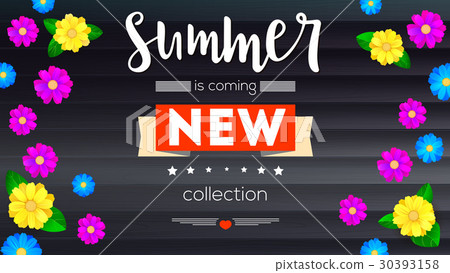 Summer new collection banner, background. Black - Stock Illustration ...