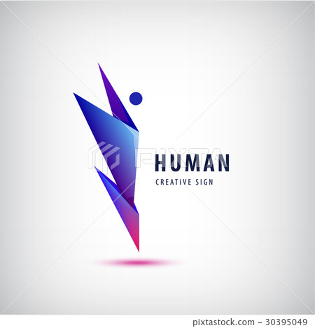 Vector man logo, human body logo, faceted - Stock Illustration ...