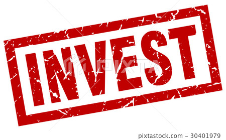 square grunge red invest stamp - Stock Illustration [30401979] - PIXTA
