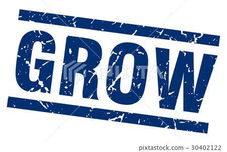 square grunge blue grow stamp - Stock Illustration [30402122] - PIXTA