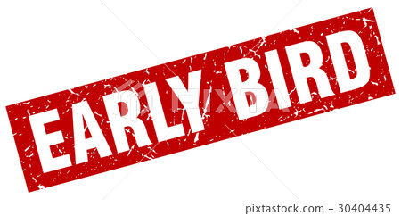 square grunge red early bird stamp - Stock Illustration [30404435] - PIXTA
