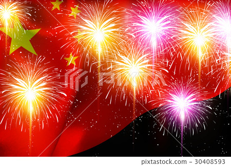 China Fireworks Flag Background - Stock Illustration [30408593] - PIXTA
