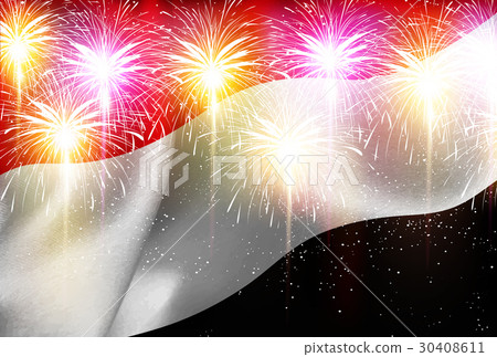 Indonesian fireworks flag Flag background - Stock Illustration ...