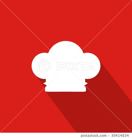 Chef Hat Flat Icon With Red Background - Stock Illustration [30414834 ...