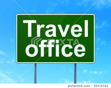 Vacation concept: Travel Office on road sign - Stock Illustration ...