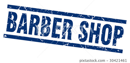 square grunge blue barber shop stamp - Stock Illustration [30421461 ...