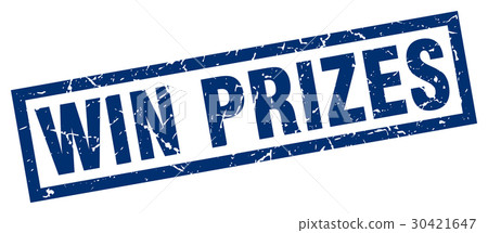 square grunge blue win prizes stamp - Stock Illustration [30421647] - PIXTA
