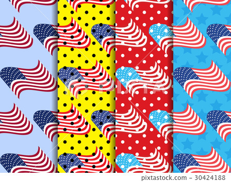 American flag seamless pattern with black dots - Stock Illustration ...