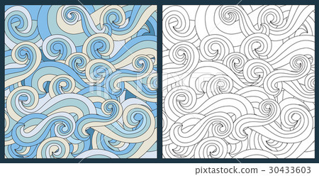 zentangle waves ocean water vector antistress - Stock Illustration ...