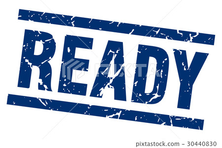 square grunge blue ready stamp - Stock Illustration [30440830] - PIXTA