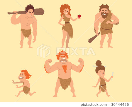 Caveman primitive stone age cartoon neanderthal - Stock Illustration ...