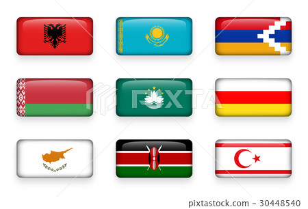 Set of world flags rectangle buttons - Stock Illustration [30448540 ...