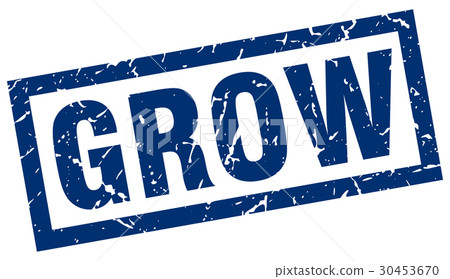 square grunge blue grow stamp - Stock Illustration [30453670] - PIXTA