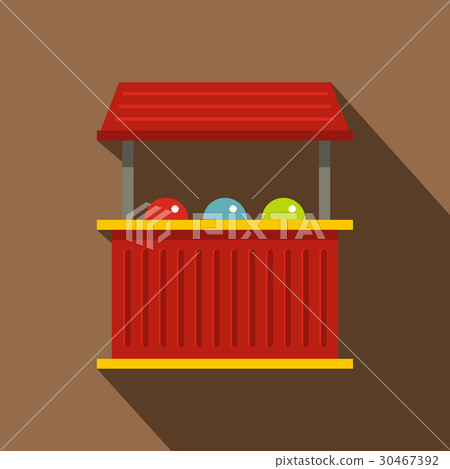 Red carnival fair booth icon, flat style - Stock Illustration [30467392 ...