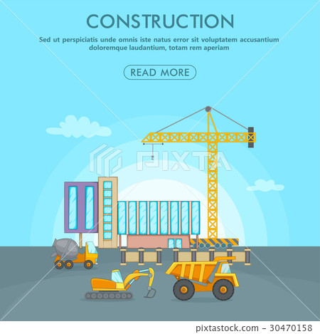 Building process concept area, cartoon style - Stock Illustration ...
