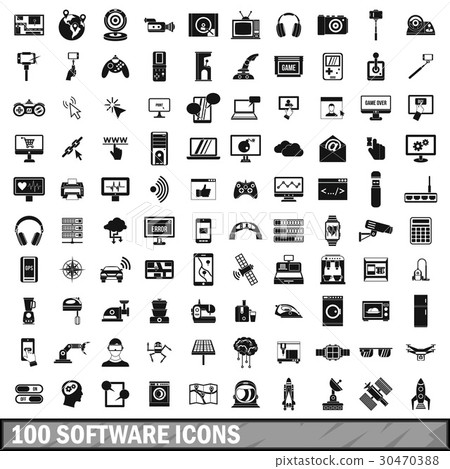 100 software icons set in simple style - Stock Illustration [30470388 ...