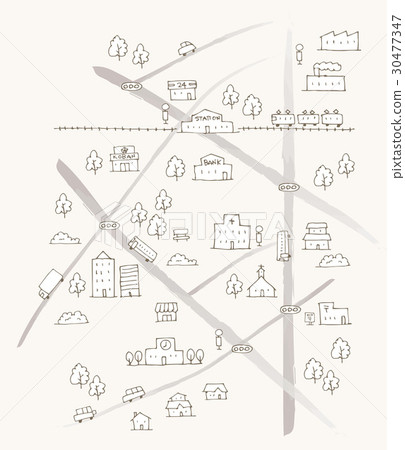 Cute hand-drawn simple map illustration - Stock Illustration [30477347 ...