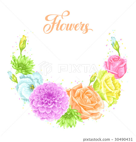 Decorative element with delicate flowers. Object - Stock Illustration ...