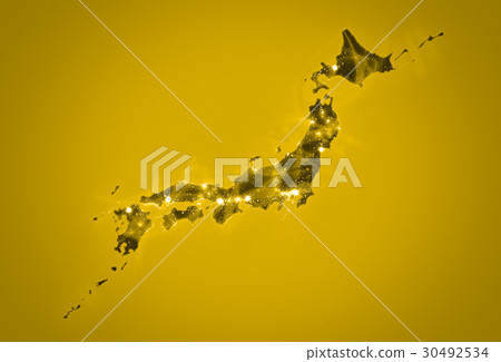 Japan Map Power Energy Yellow - Stock Illustration [30492534] - PIXTA