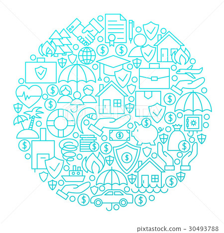 Insurance Line Icon Circle Design - Stock Illustration [30493788] - PIXTA