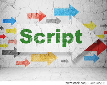Software concept: arrow with Script on grunge wall - Stock Illustration ...