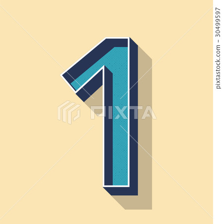 Letter 1 Retro Vector Text Style, Fonts Concept - Stock Illustration ...