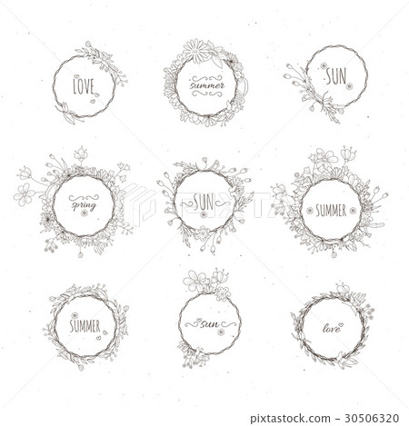 Rustic hand drawn flower elements set. Vector - Stock Illustration ...
