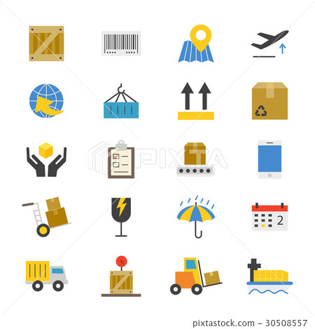 Logistics Flat Icons color - Stock Illustration [30508557] - PIXTA