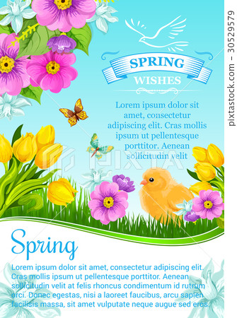Vector spring wishes and flowers for greeting card - Stock Illustration ...