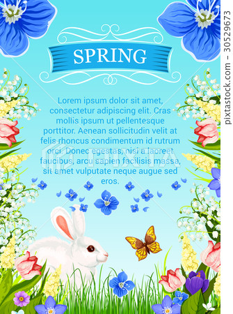 Vector spring time poster with flowers bunch - Stock Illustration ...