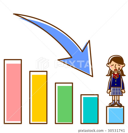 Student graph down Girls cry - Stock Illustration [30531741] - PIXTA