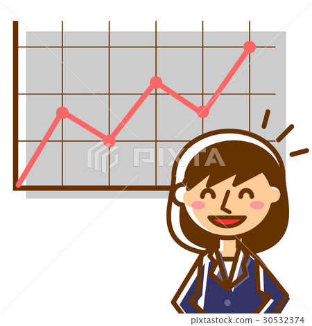 Women's laugh at a company employee graph - Stock Illustration ...
