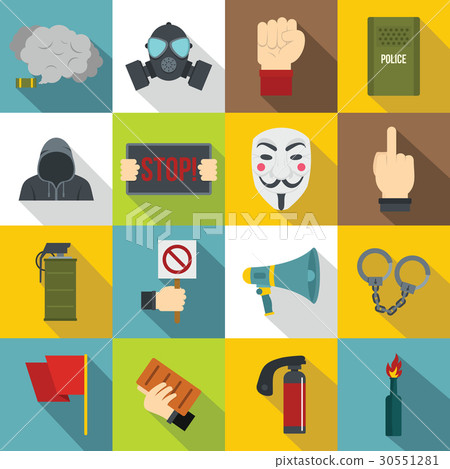 Protest icons set, flat style - Stock Illustration [30551281] - PIXTA
