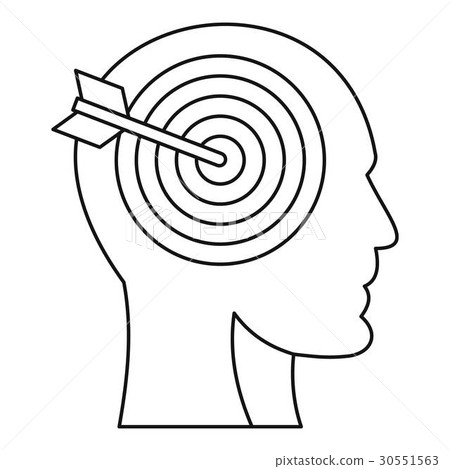 Human head profile with target inside icon - Stock Illustration ...