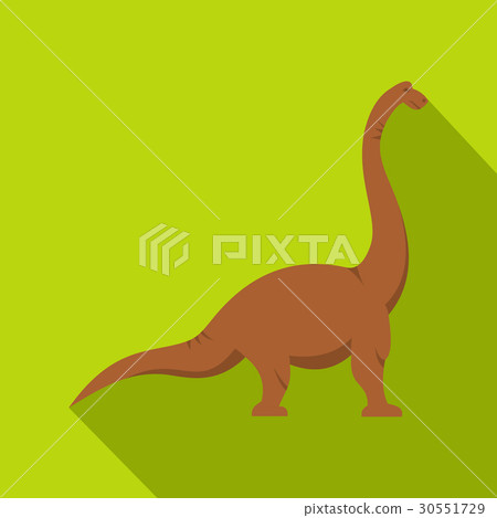 Brown brachiosaurus dinosaur icon, flat style - Stock Illustration ...