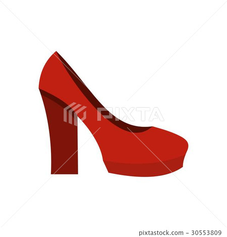 Red high heel shoes icon, flat style - Stock Illustration [30553809 ...