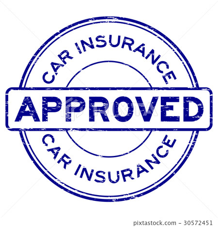 Grunge blue car insurance approve rubber stamp - Stock Illustration ...