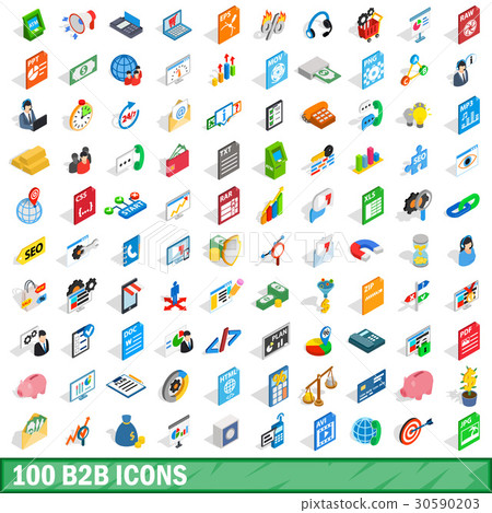 100 b2b icons set, isometric 3d style - Stock Illustration [30590203 ...