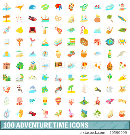 100 adventure time icons set, cartoon style - Stock Illustration ...