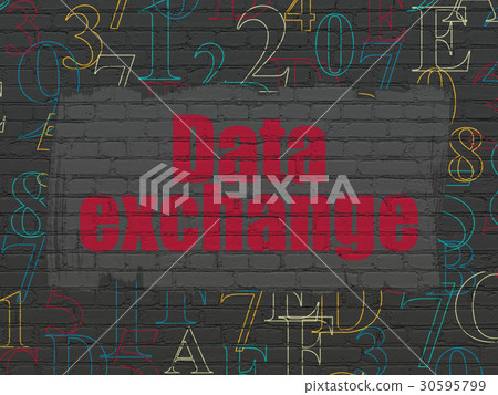 Data concept: Data Exchange on wall background - Stock Illustration ...