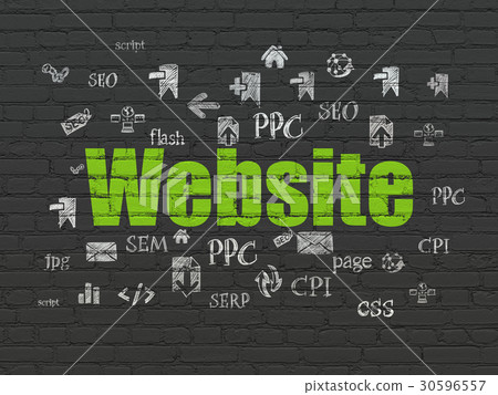 Web development concept: Website on wall - Stock Illustration [30596557 ...