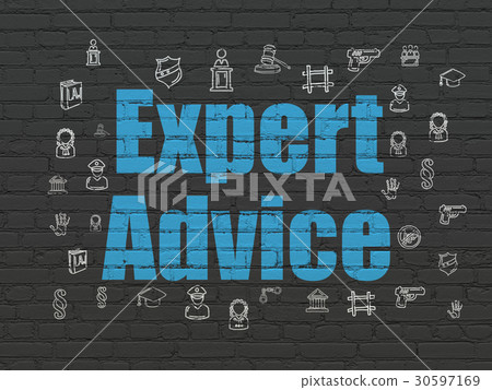 Law concept: Expert Advice on wall background - Stock Illustration ...