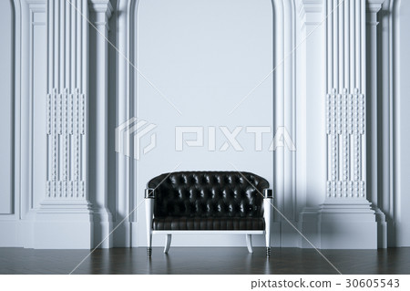 3d render vintage sofa in classic white interior - Stock Illustration ...