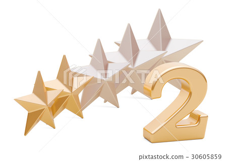 2 stars rating concept, 3D rendering - Stock Illustration [30605859 ...