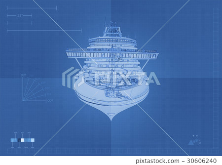 Front View Cruise Ship Blueprint - Stock Illustration [30606240] - PIXTA