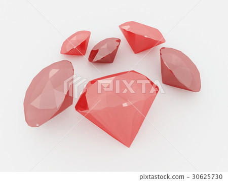 Render of a cluster of rubies on white background - Stock Illustration ...
